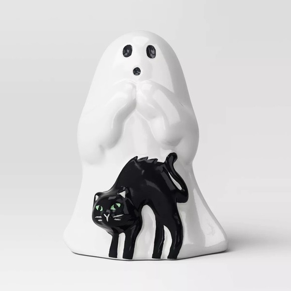 Hyde & EEK! | Holiday | 45 Ceramic Ghost With Cat Figurine Hyde Eek ...